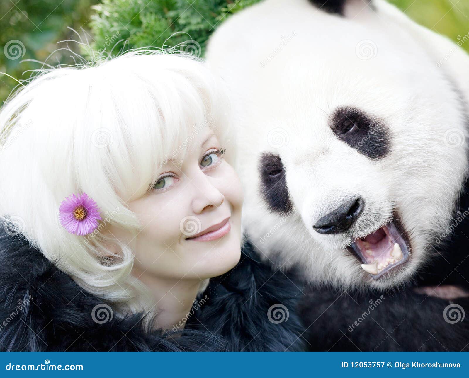 Mujer y panda imagen de archivo. Imagen de adorable, animales - 12053757