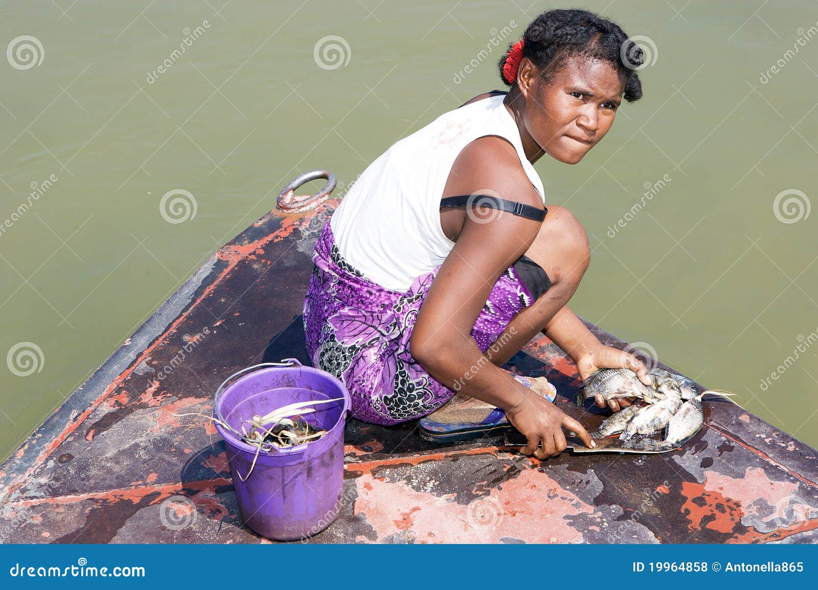 Mujer y pescados malgaches foto de archivo editorial. Imagen de ...