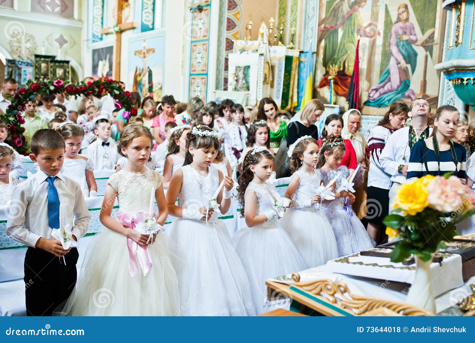 Mukyluntsi , Ukraine - 26 June, 2016: First Holy Communion. Editorial ...