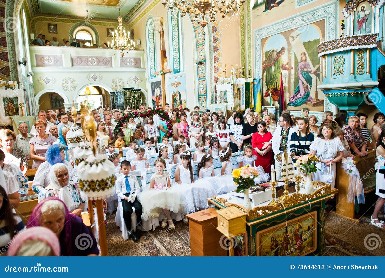 Mukyluntsi , Ukraine - 26 June, 2016: First Holy Communion. Editorial ...