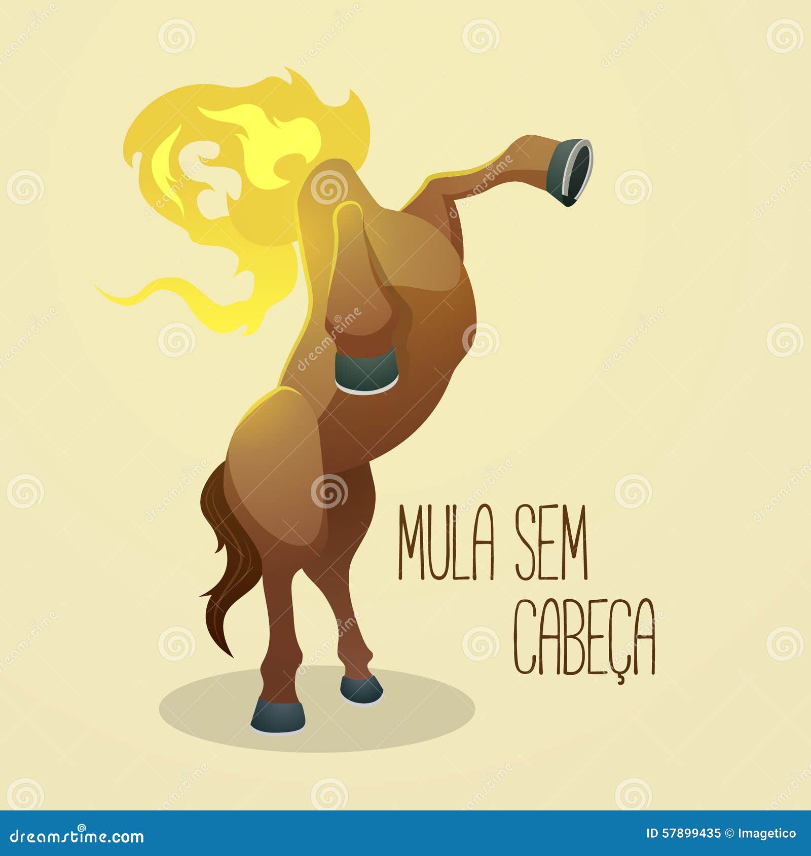 Mula Sem (Headless Mule), a Cursed Woman Stock Vector - Illustration of ...