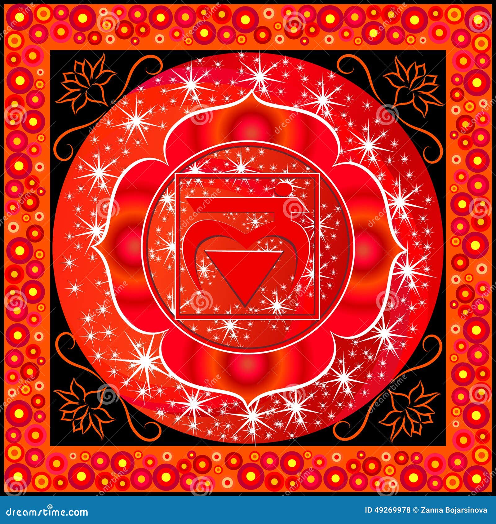 Root Chakra Muladhara In Red Color On Dark Blue Space Background ...