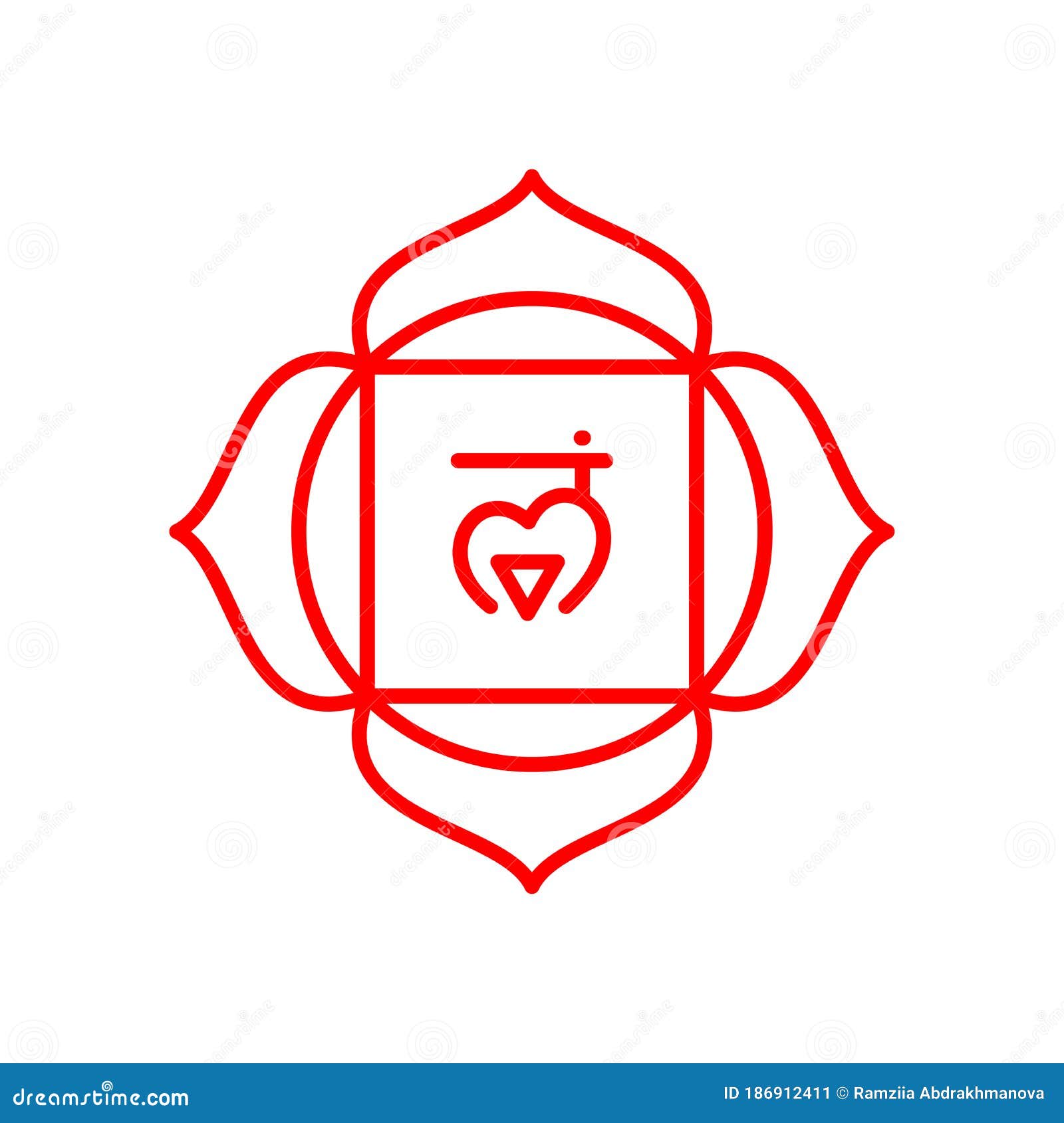 Muladhara Icon. The First Root Chakra. Vector Red Shine. Line Symbol ...