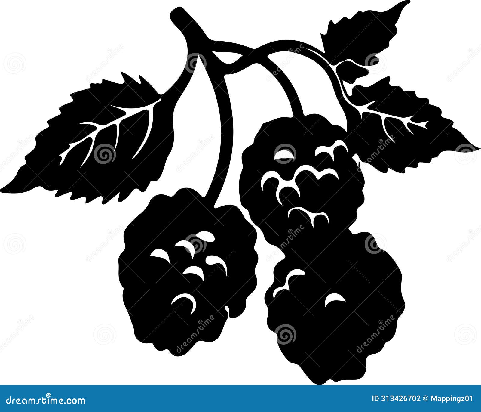 Mulberry Black Silhouette Generative Ai Stock Vector - Illustration of ...