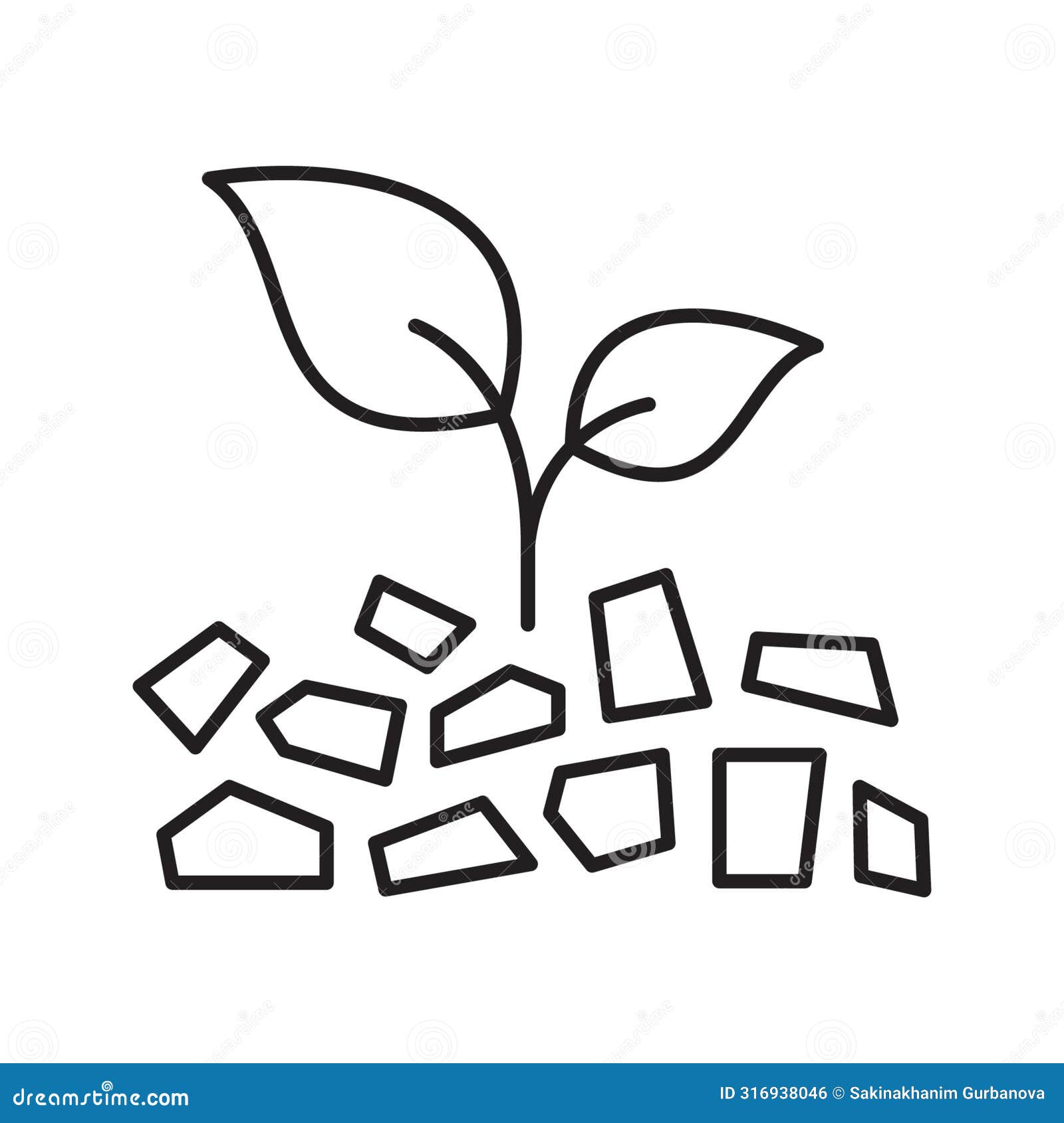 Mulch Linear Icon. Layer of Material Applied To the Surface of Soil ...