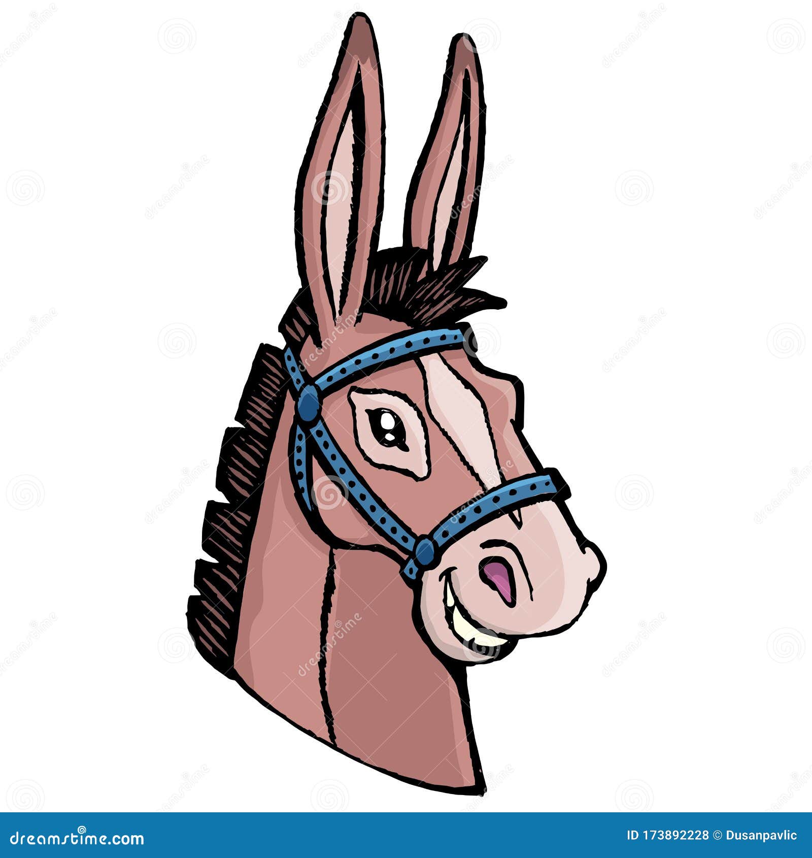 Mule head with a smile stock vector. Illustration of democratic - 173892228