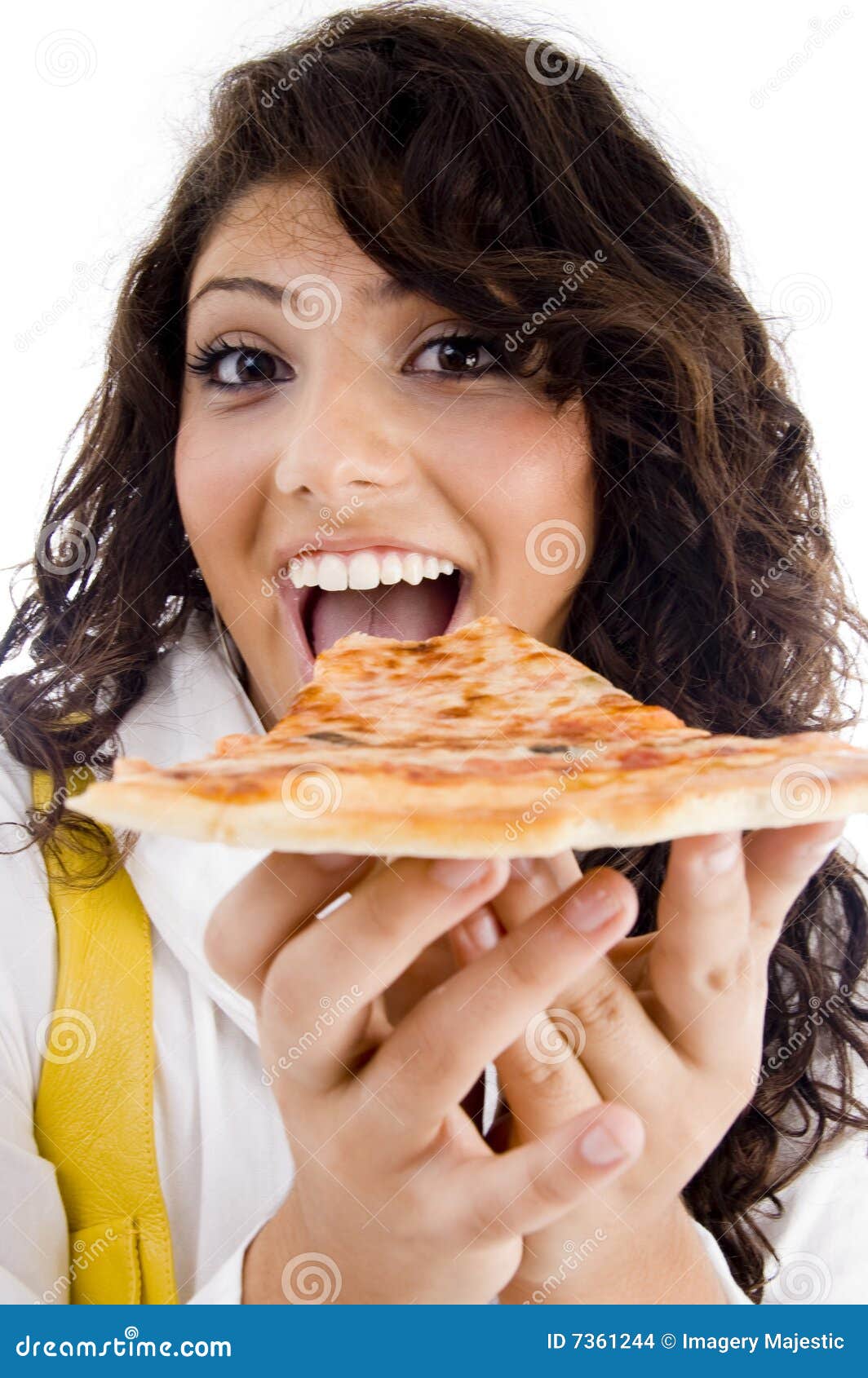 Mulher Bonita Que Come a Pizza Deliciosa Foto de Stock - Imagem de ...