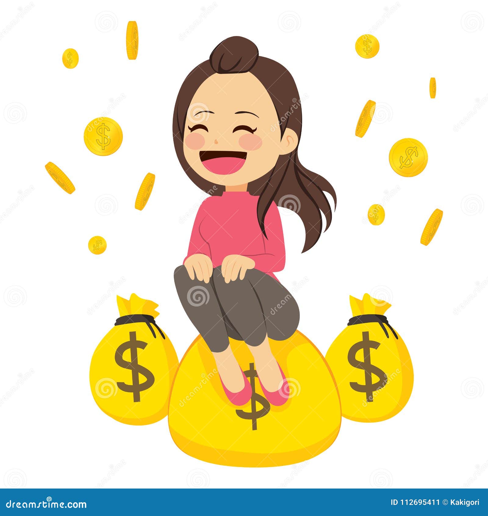 Mulher com dinheiro ilustração do vetor. Ilustração de ganhar - 112695411