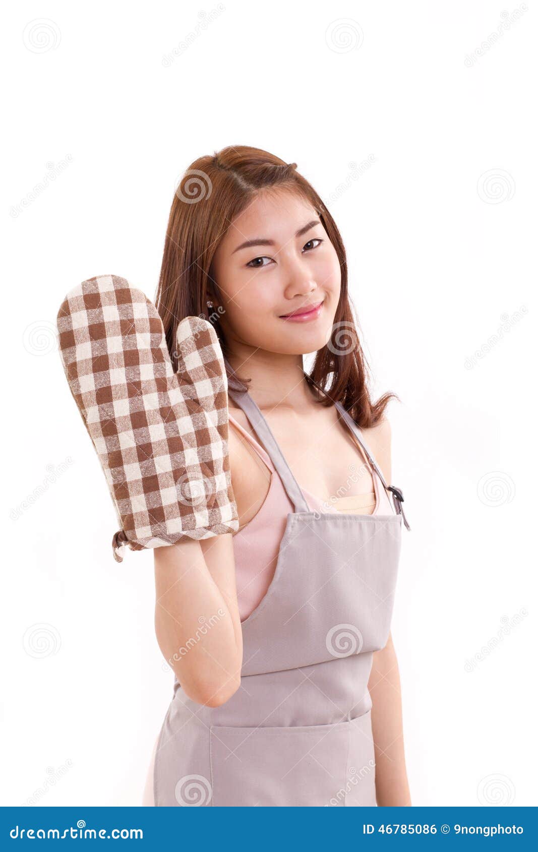 Mulher com luva do mitene foto de stock. Imagem de cozinha - 46785086