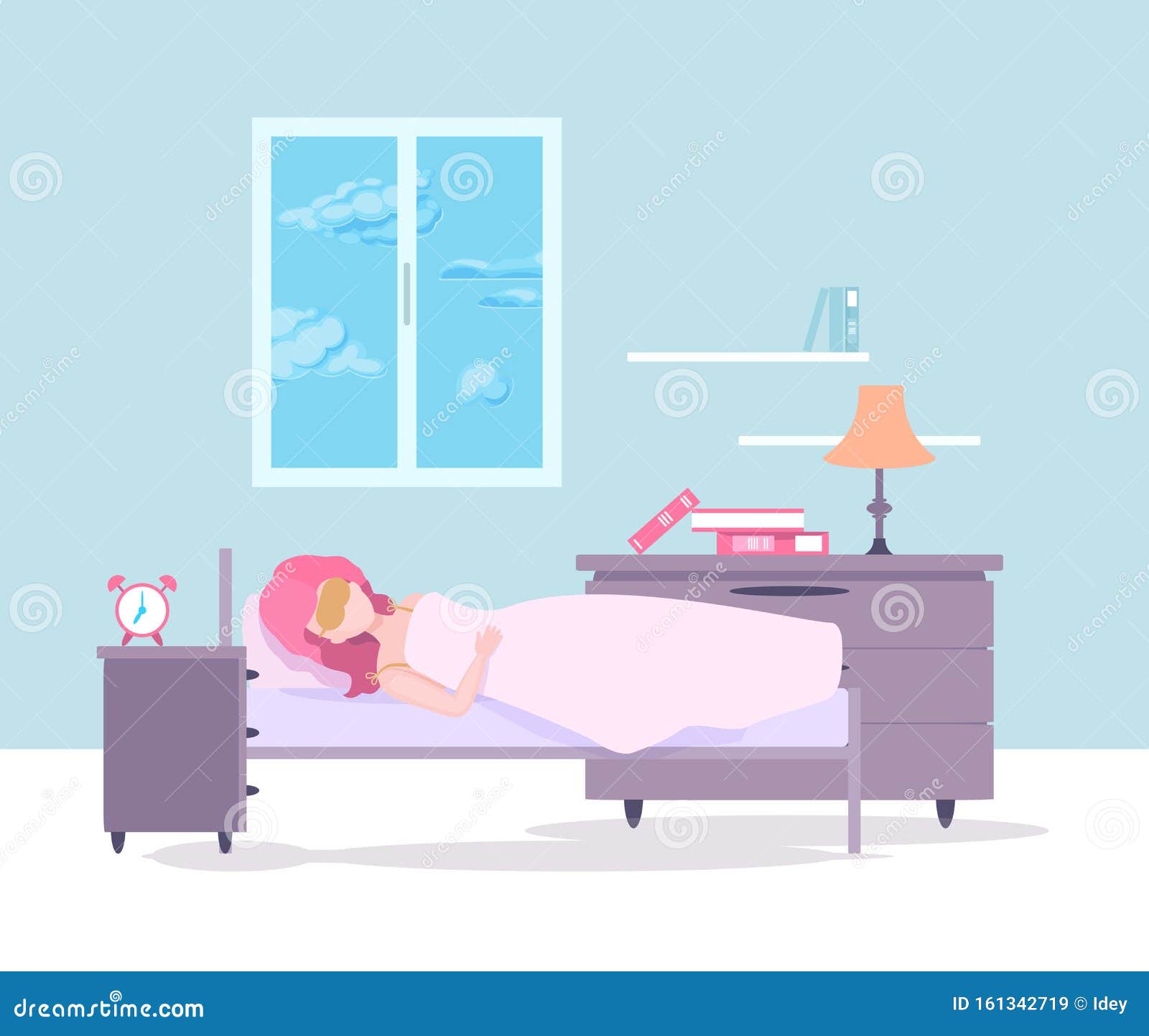 Mulher Dormindo Na Cama Senhora Dorme Em Seu Quarto Ilustração do Vetor ... Mulher Dormindo Na Cama Senhora Dorme Em Seu Quarto Ilustração do Vetor ...