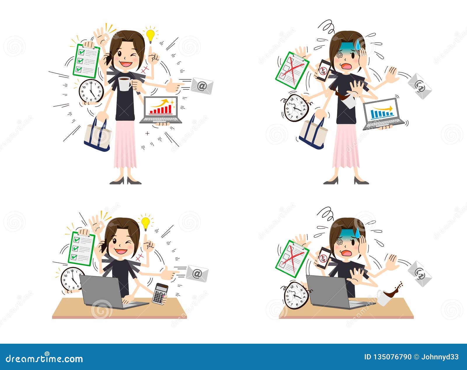 Mulher a multitarefas ilustração do vetor. Ilustração de faculdade ...