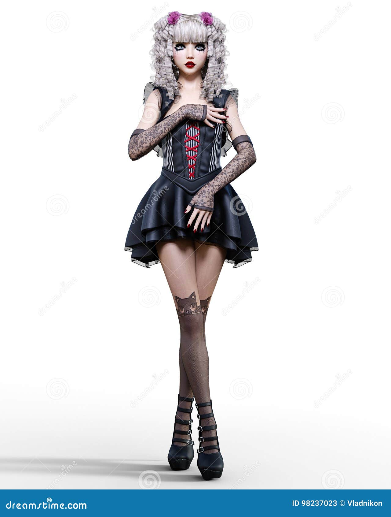 Mulher nova bonita do goth ilustração stock. Ilustração de beleza ...