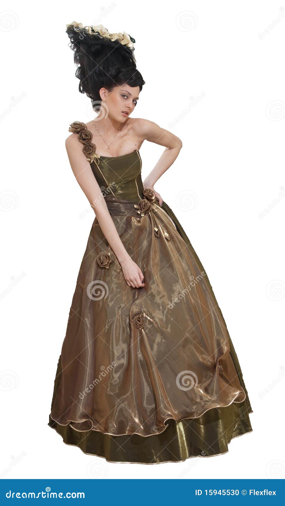 Mulher Nova Do Estilo Rococo Que Está No Vestido Foto de Stock - Imagem ...