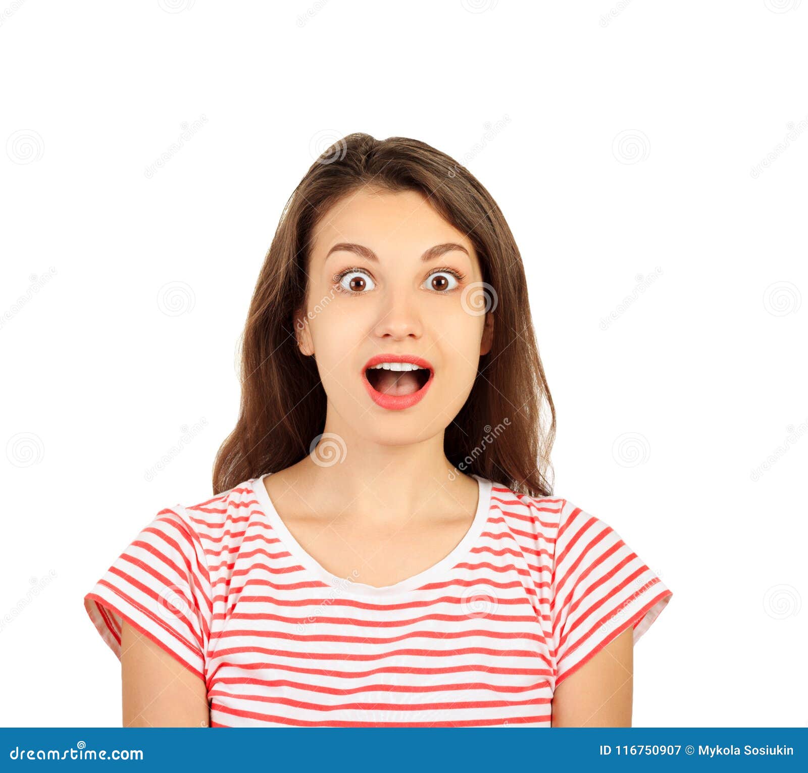 Mulher Nova Surpreendida Menina Emocional Isolada No Fundo Branco ... Mulher Nova Surpreendida Menina Emocional Isolada No Fundo Branco ...