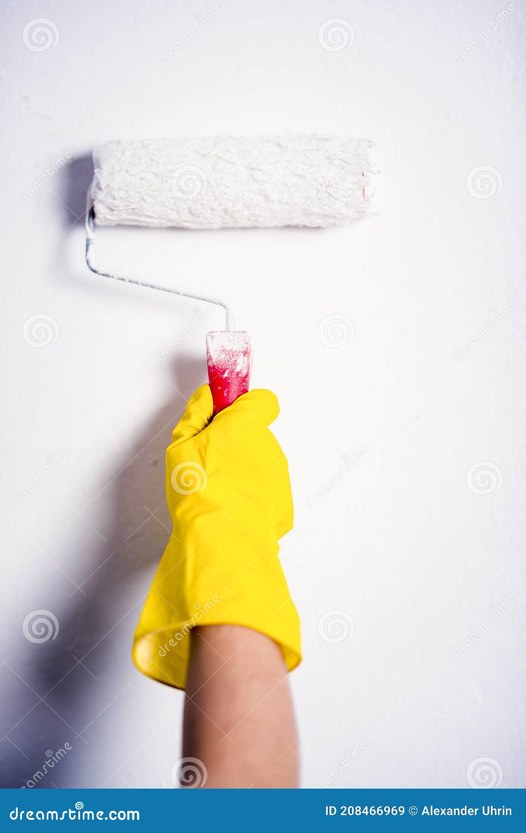 Mulher Pintando Parede Interior Com Rolo De Tinta Em Casa Nova. Imagem ...