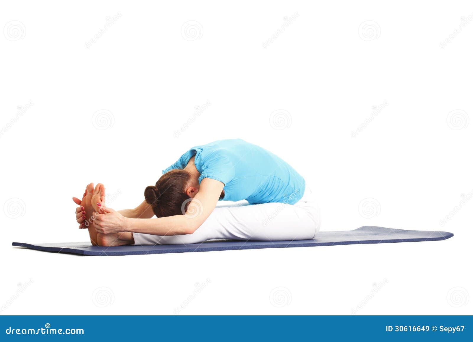 Mulher que faz a ioga imagem de stock. Imagem de isolado - 30616649