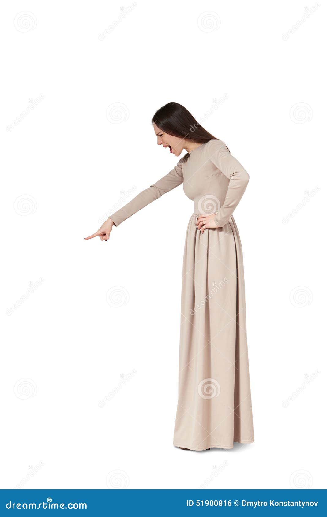 Mulher Que Grita E Que Aponta O Dedo Para Baixo Foto de Stock - Imagem ...