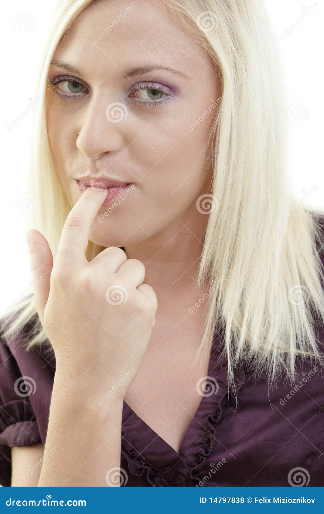 Mulher que lambe seu dedo foto de stock. Imagem de senhora - 14797838