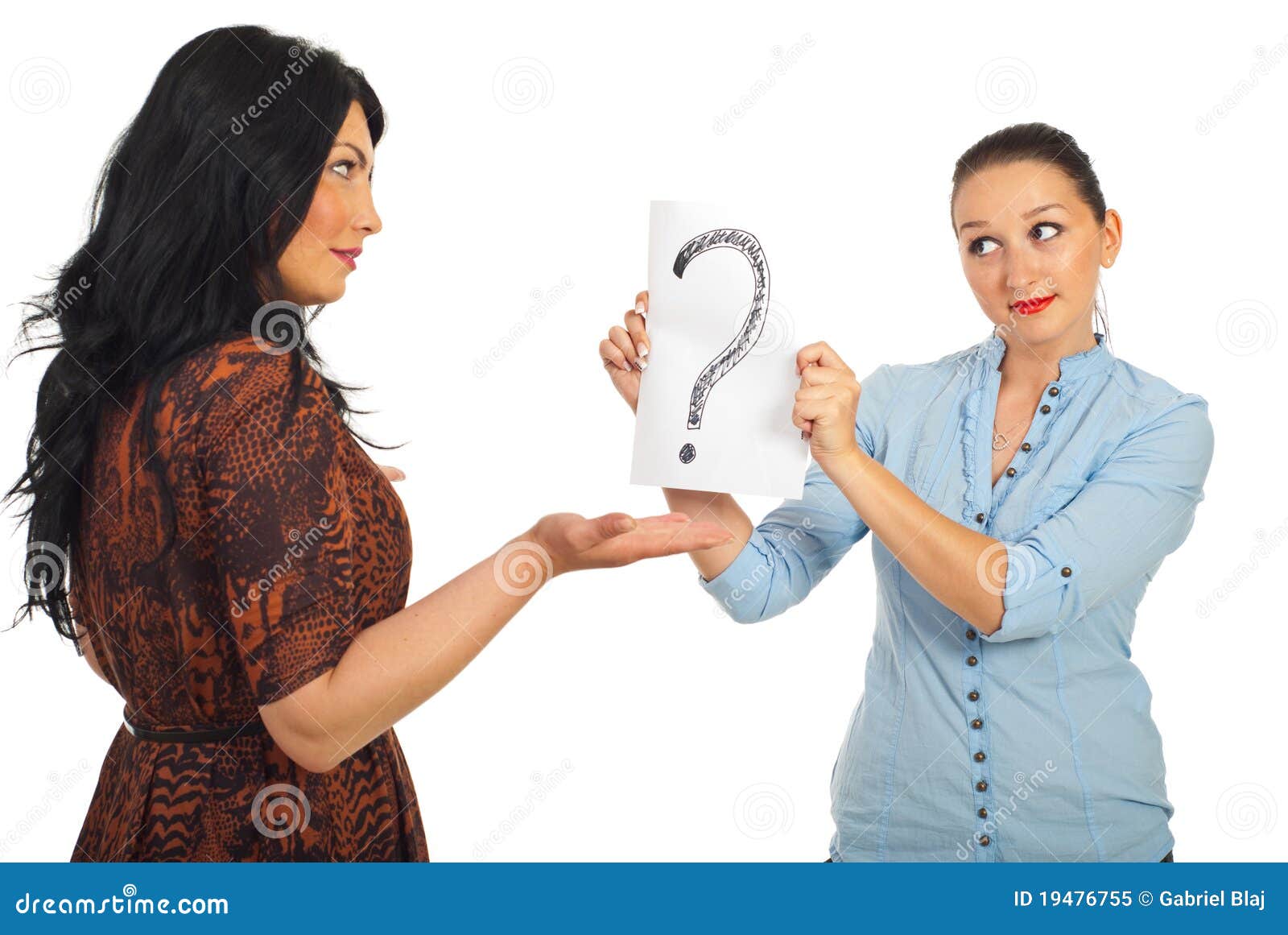 Mulher Que Questiona Seu Amigo Imagem de Stock - Imagem de sinal ...