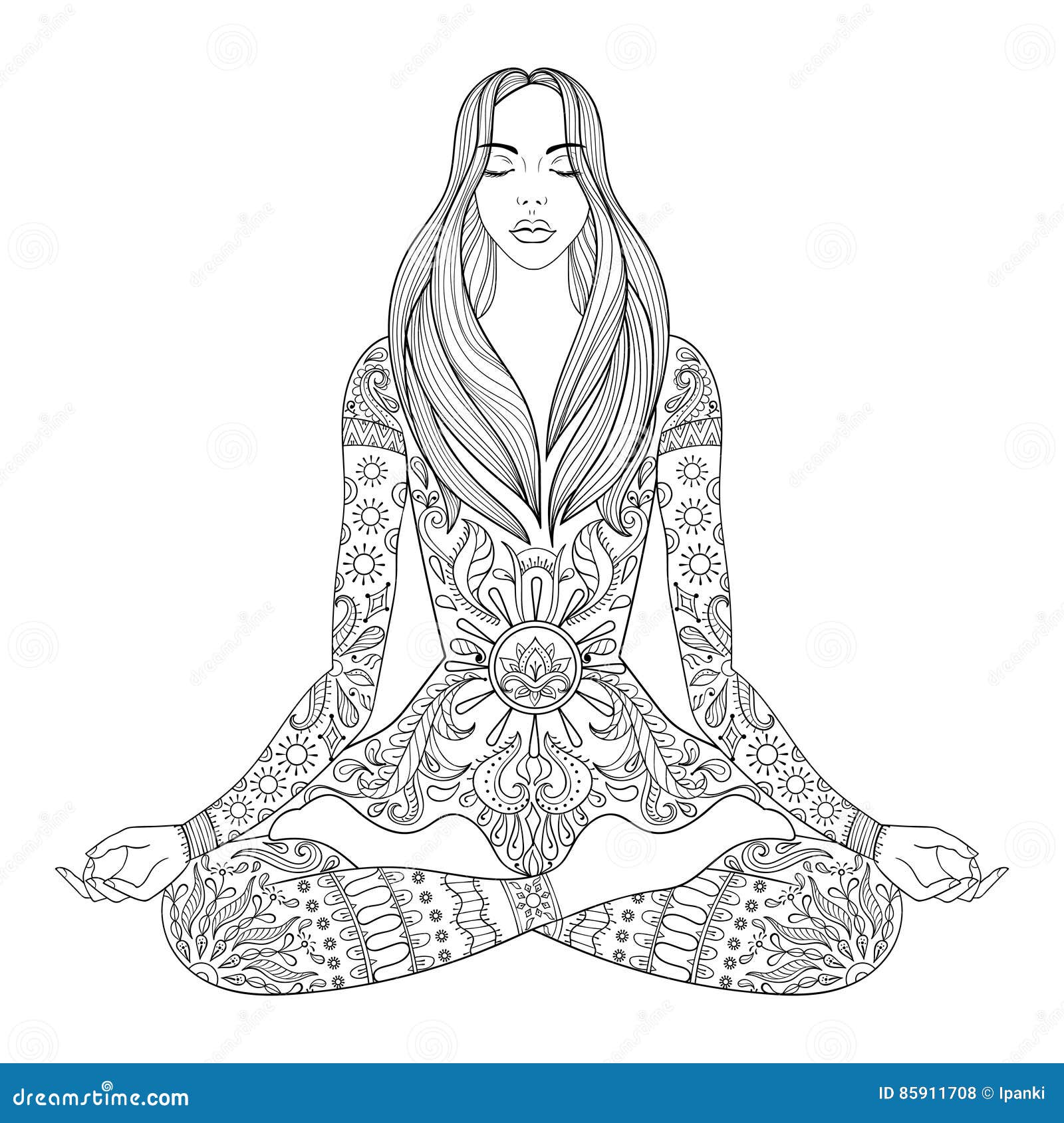 Mulher Que Senta-se No Pose Dos Lótus Silhueta Ornamentado Da Menina Do ... Mulher Que Senta-se No Pose Dos Lótus Silhueta Ornamentado Da Menina Do ...
