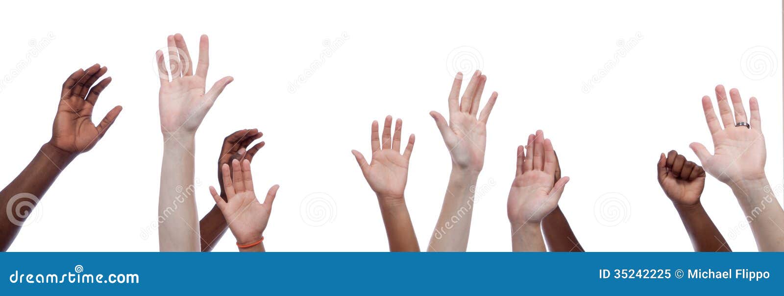 Mulit-cultural Hands Raised Upward Stock Image - Image of party, human ...
