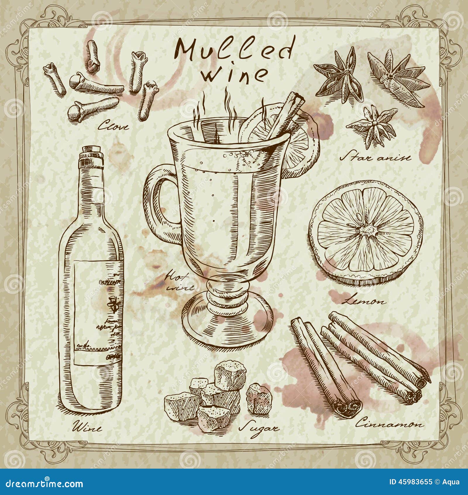 Mulled Wine Design Elements Stock Vector - Illustration of sugar, shape ...