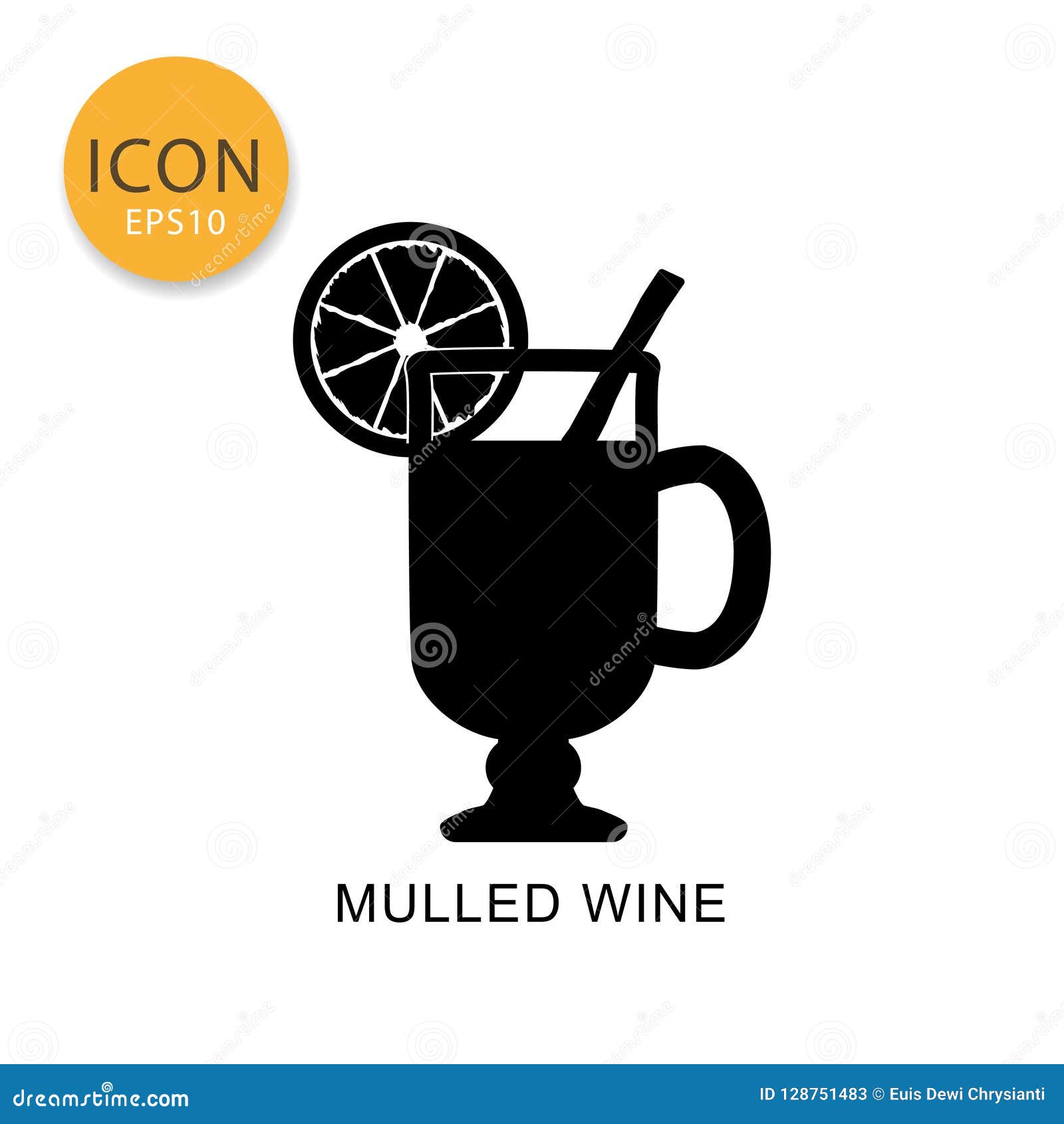 Mulled Wine Icon Isolated Flat Style. Stock Vector - Illustration of beverage, restaurant: 128751483