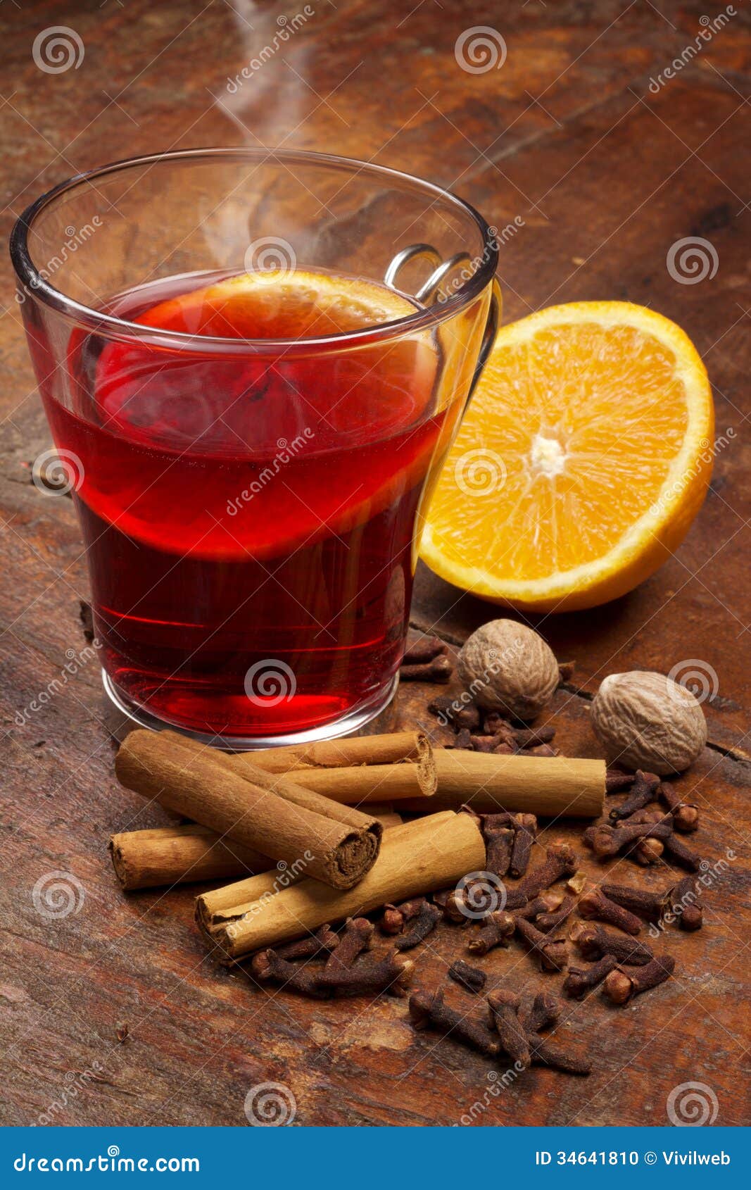 Mulled wine and spices stock photo. Image of close, seasonal - 34641810
