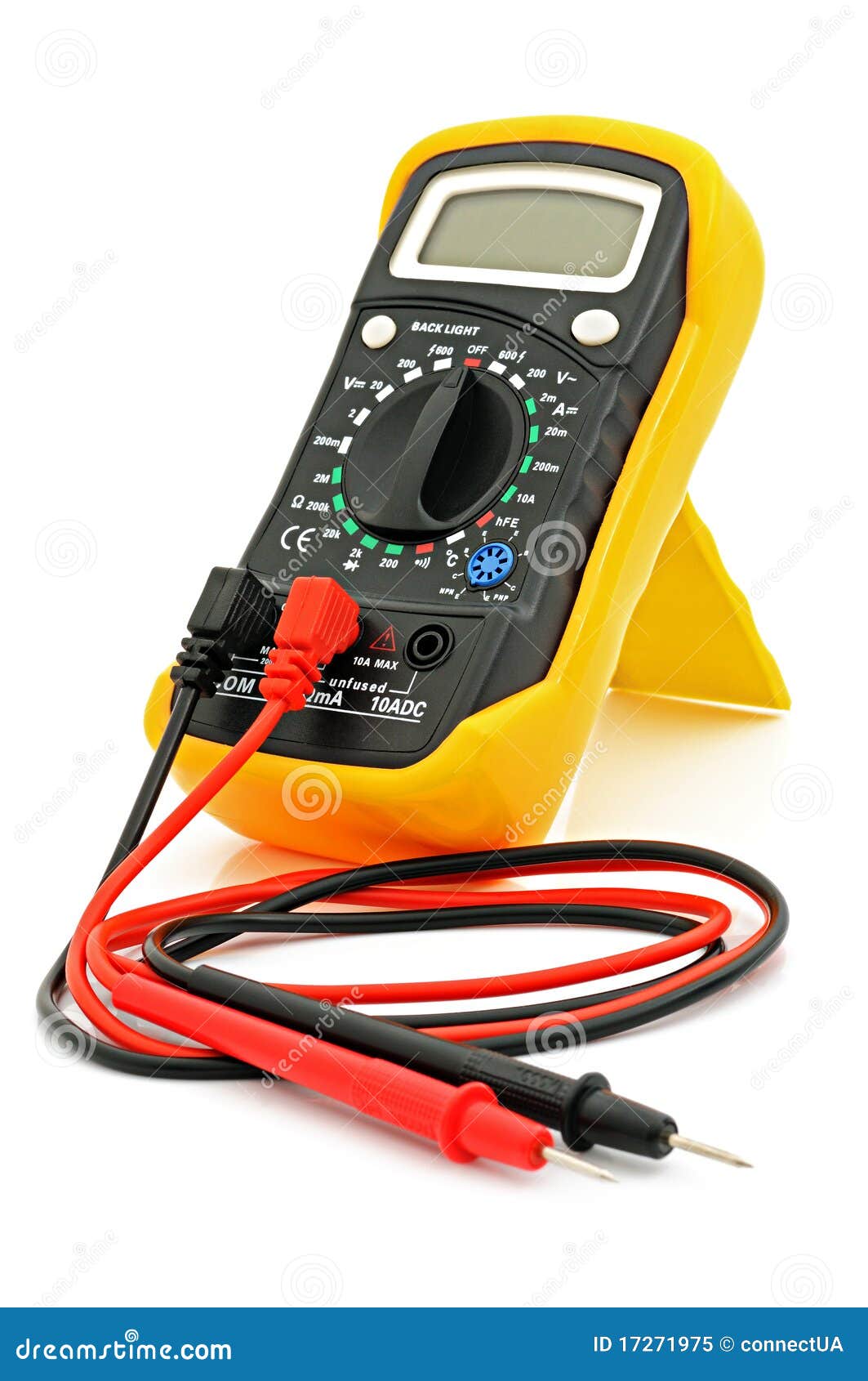 Multímetro con los cables imagen de archivo. Imagen de actual - 17271975