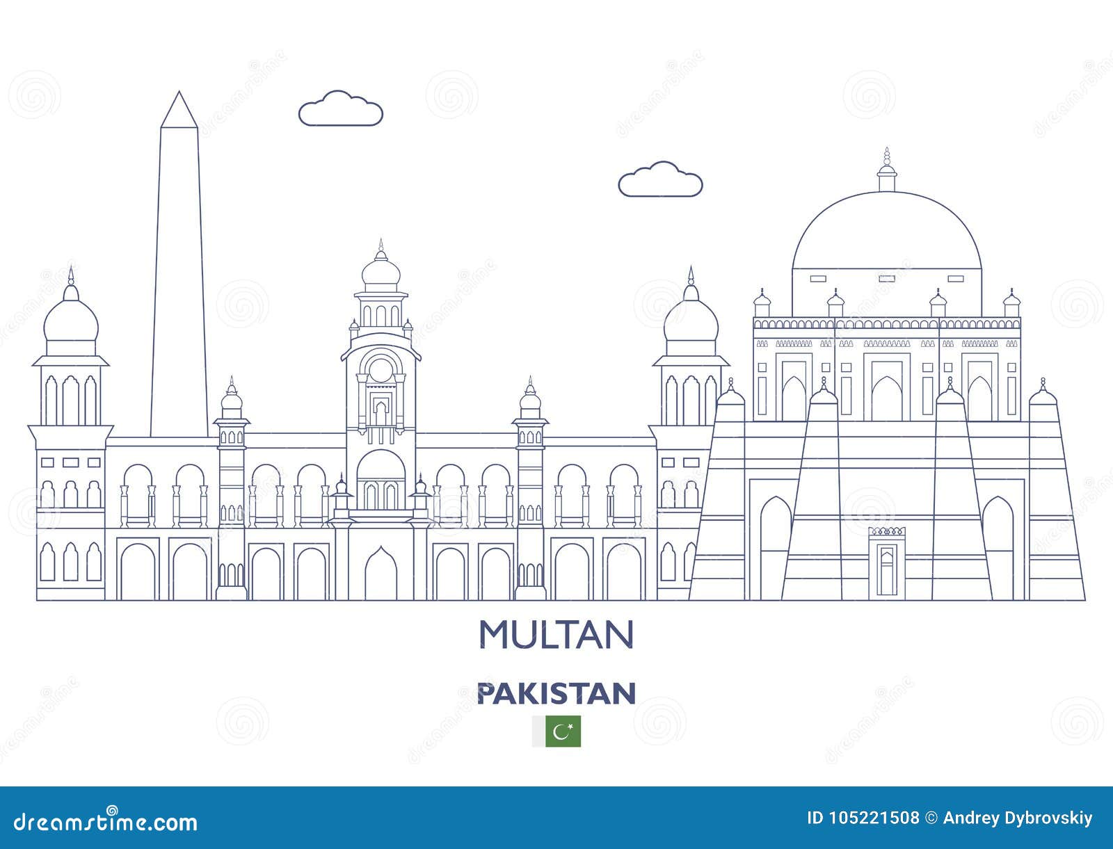 Multan City Skyline, Pakistan Stock Vector - Illustration of celebrated ...