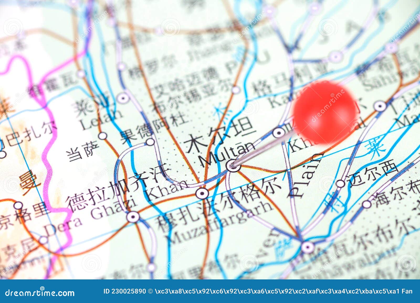 Multan, a Pakistani City Marked by Studs on the Map Editorial Image ...