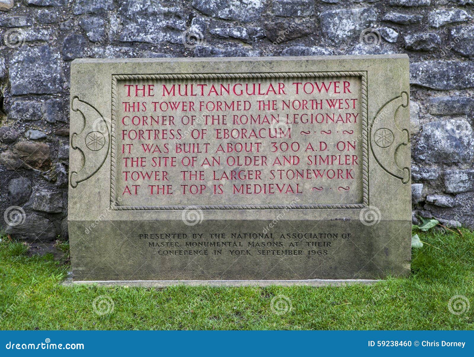 Multangular Tower Plaque in York Stock Photo - Image of historic ...