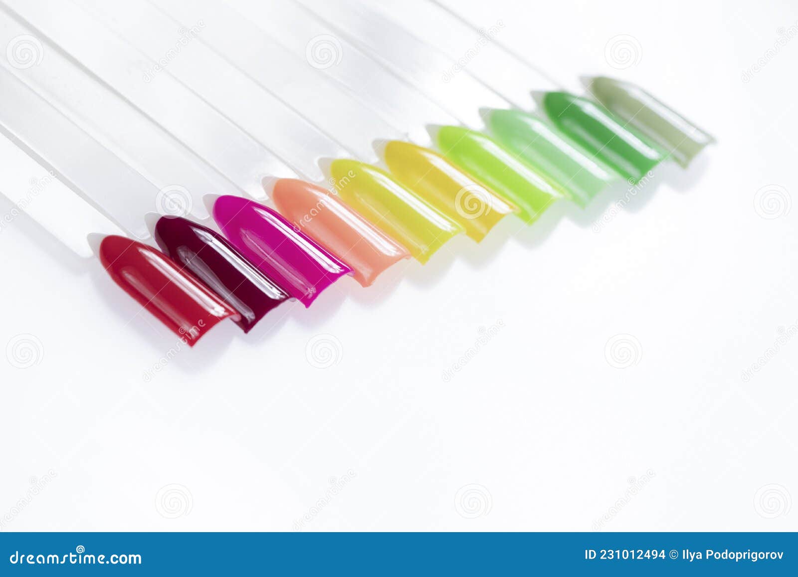 MultiÑ olor Nail Tips on a White Background. Examples of Manicure for ...