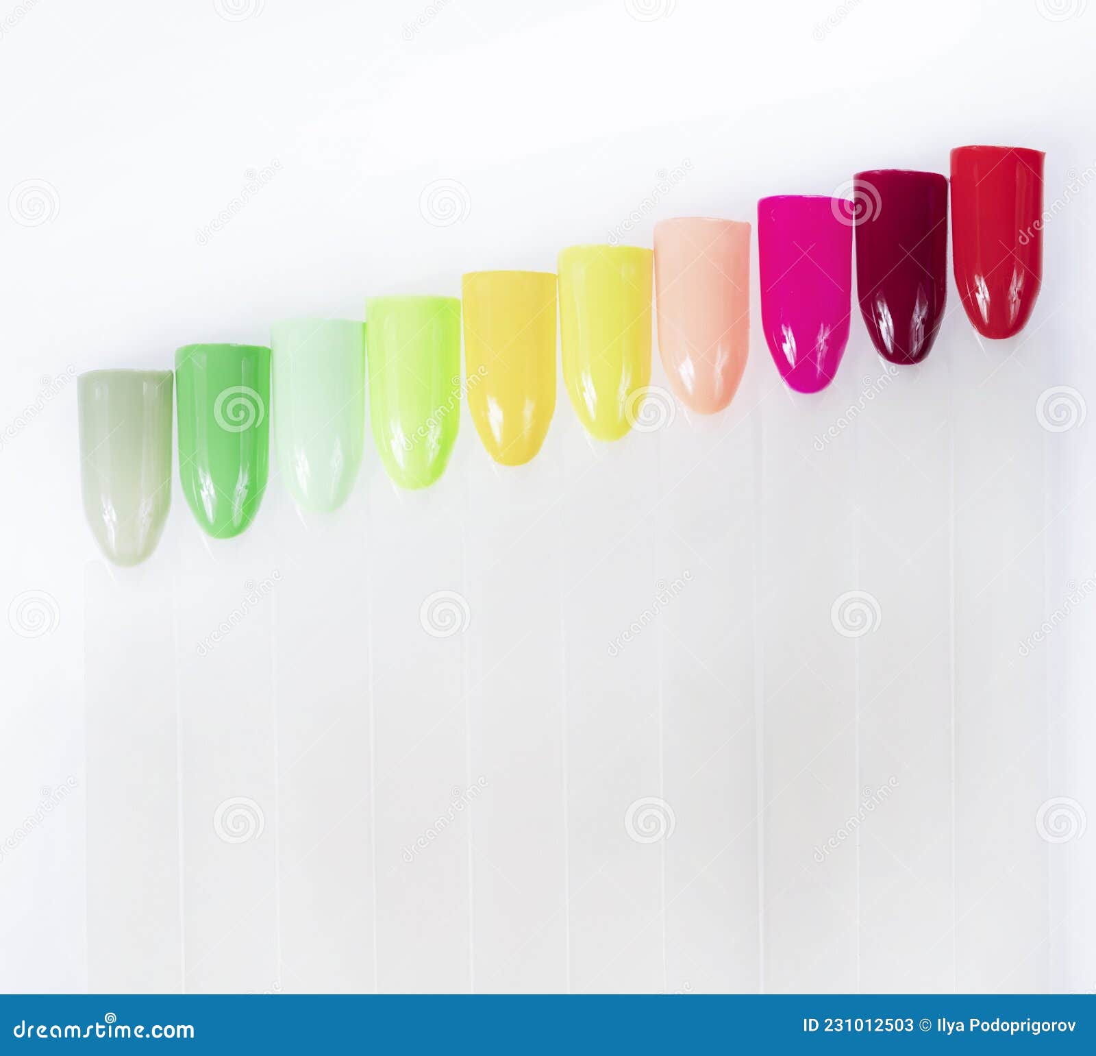 MultiÑ olor Nail Tips on a White Background. Examples of Manicure for ...