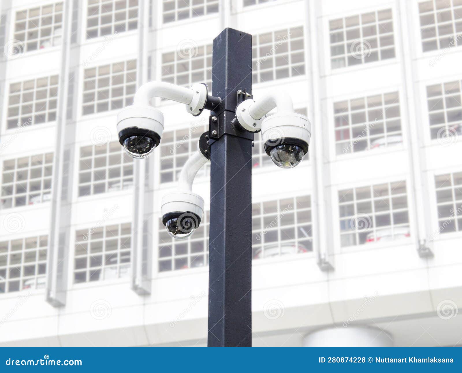 Multi-angle CCTV System Mounted on Post Stock Photo - Image of ...