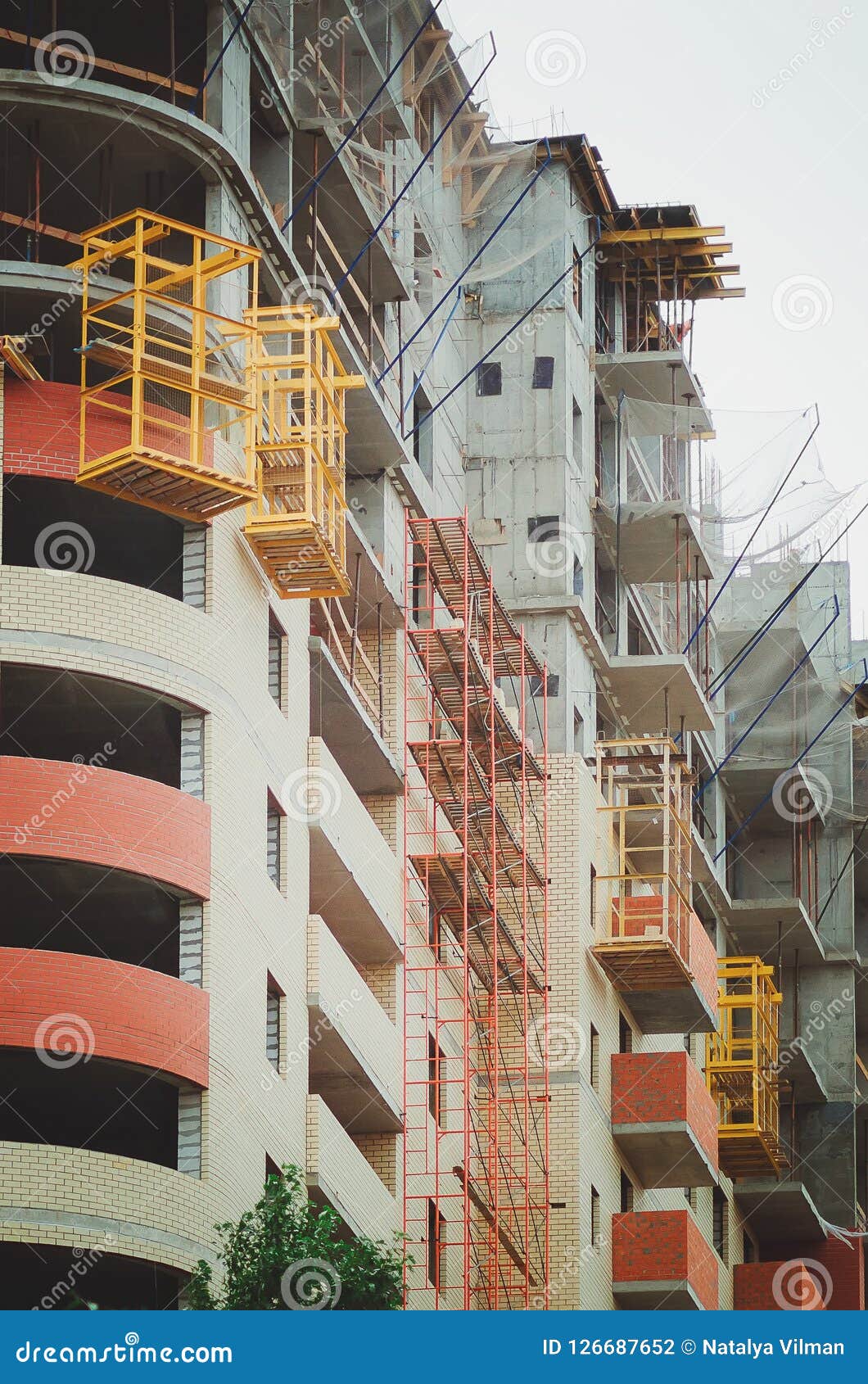 A Multi-apartment Building Under Construction, Vertical Photography ...