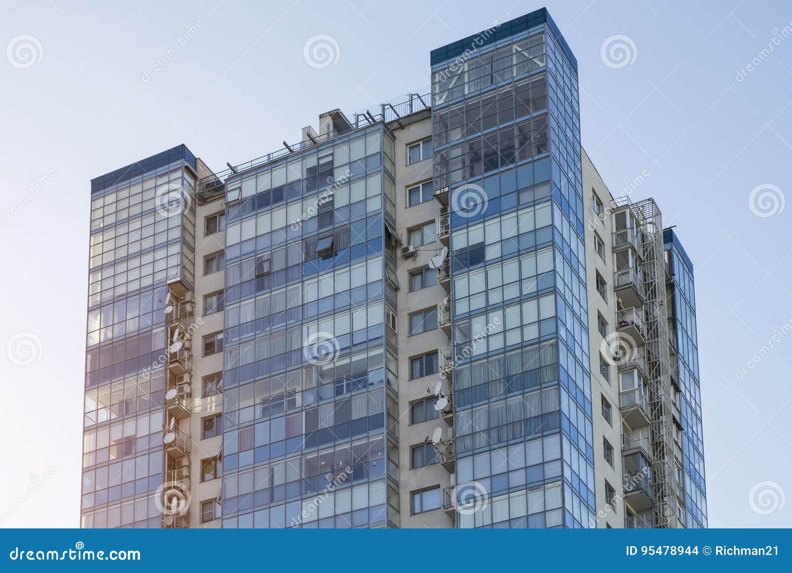 Multi-apartment Residential Complex with Windows Stock Photo - Image of ...