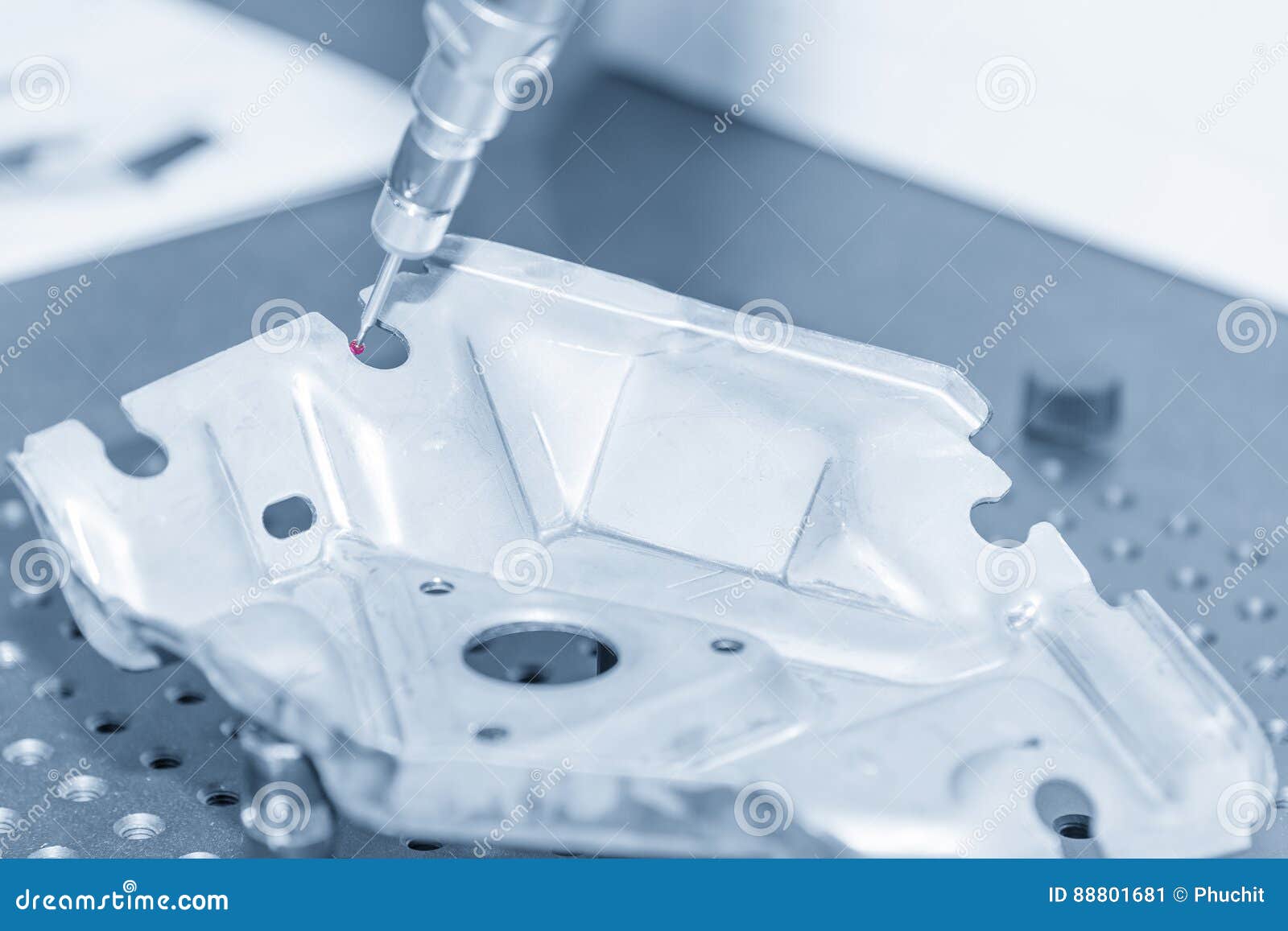 5-axis Measurement Probe Is Measuring The Cylinder Block Stock ...