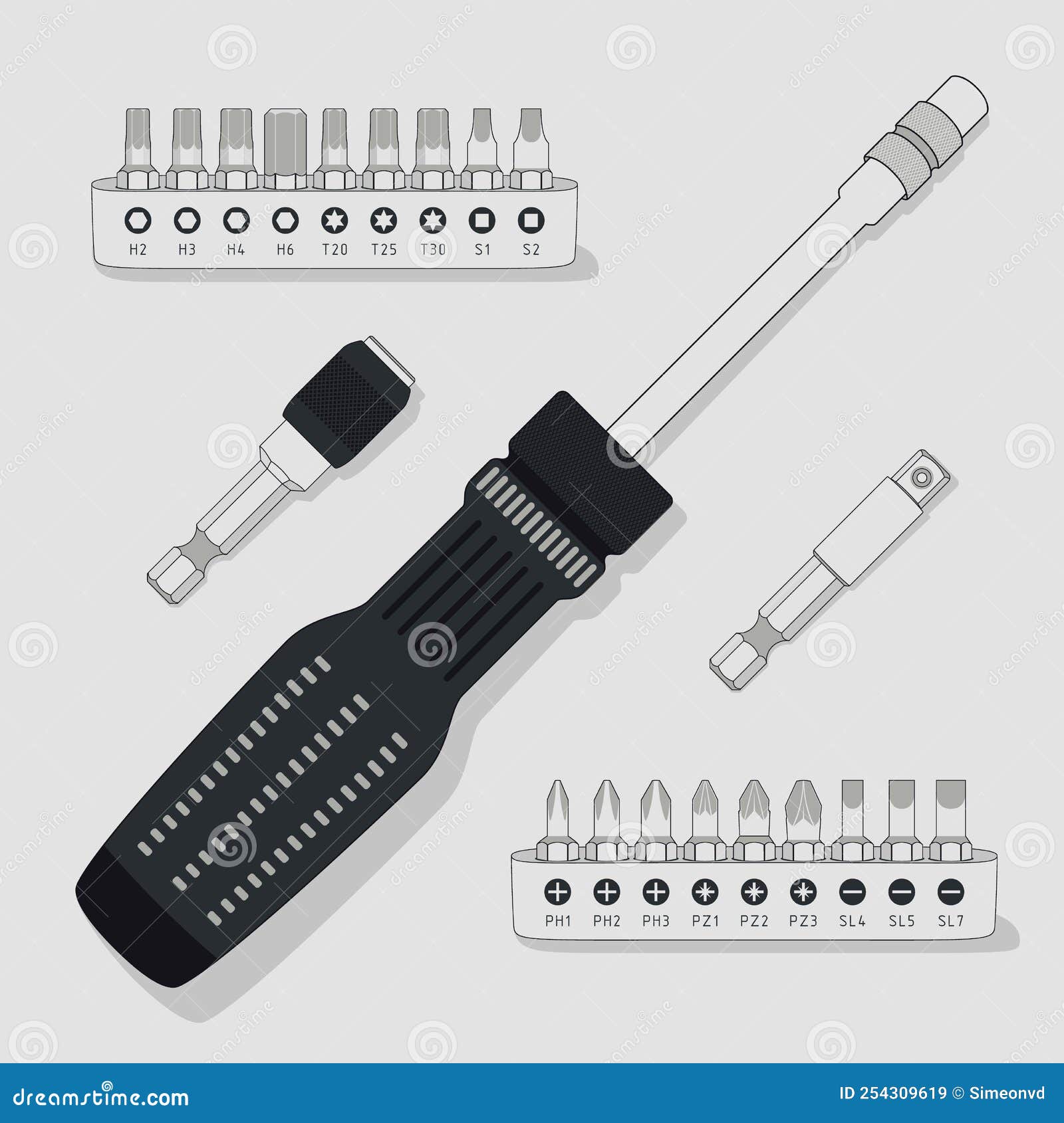 Screwdriver Head Types. Vector Illustration | CartoonDealer.com #133647888