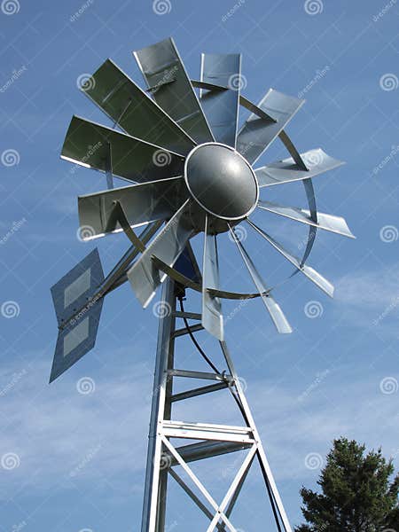 Multi-bladed Steel Windmill Stock Photo - Image of aerate, kinetic ...