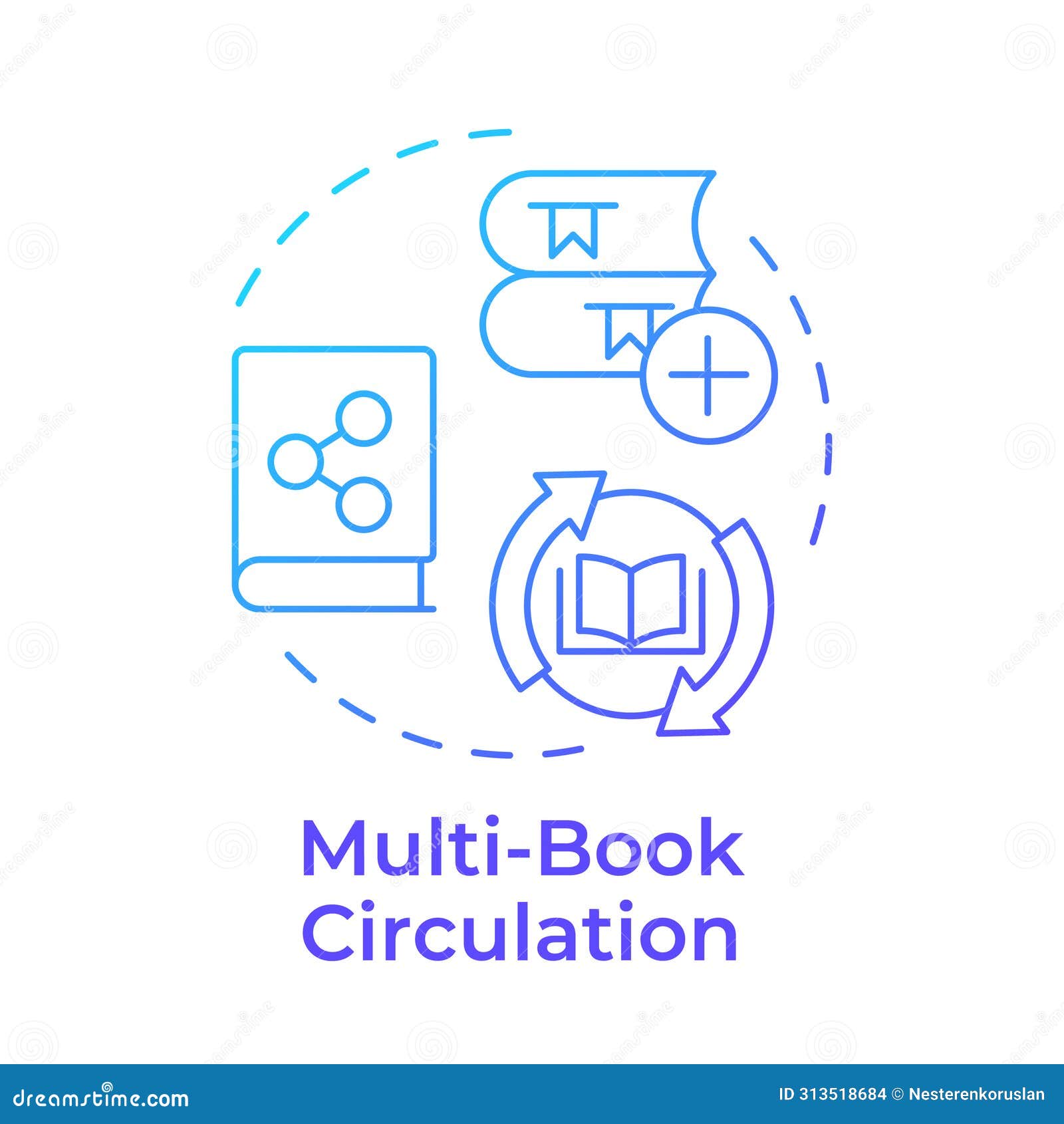 Multi-book Circulation Blue Gradient Concept Icon Stock Vector ...