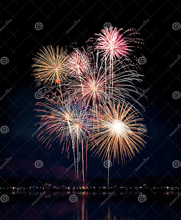 Multi-burst Fireworks 60-85 Stock Photo - Image of holiday, night ...
