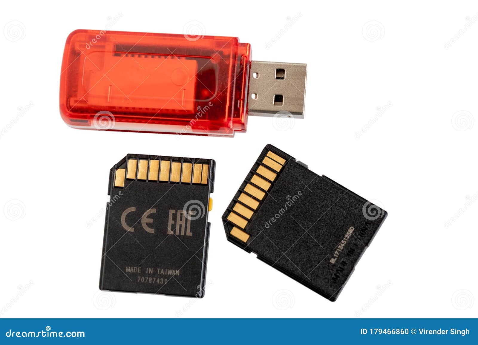 Multi Card USB Reader Adapter with Two SD Cards Isolated on White ...