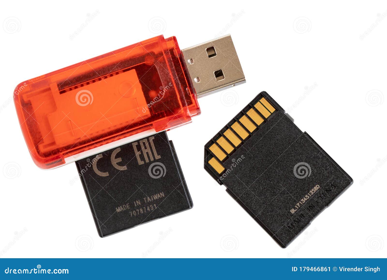 Multi Card USB Reader Adapter with Two SD Cards Isolated on White ...