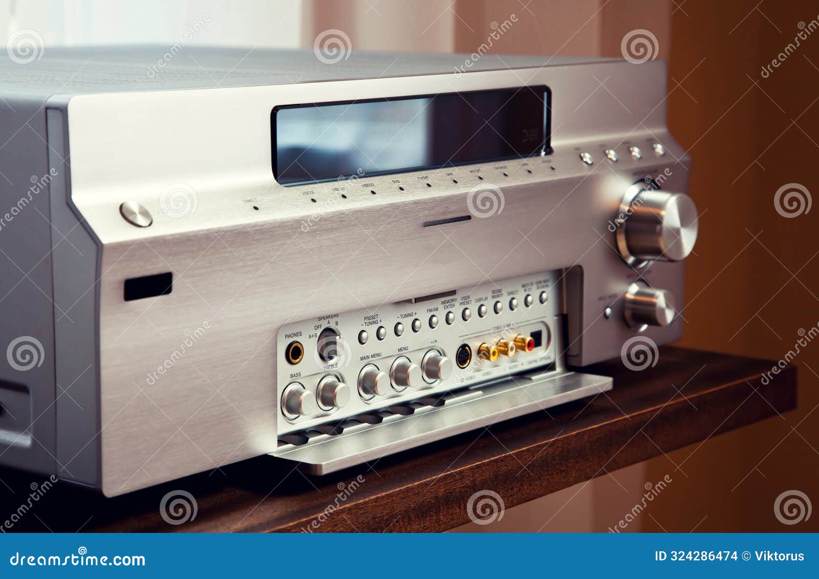 Multi Channel Audio Video Stereo Receiver with Silver Front Panel Stock ...