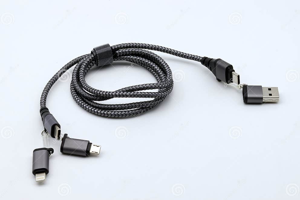 Multi Charging Cable with Adapters Isolated on White Background Stock ...