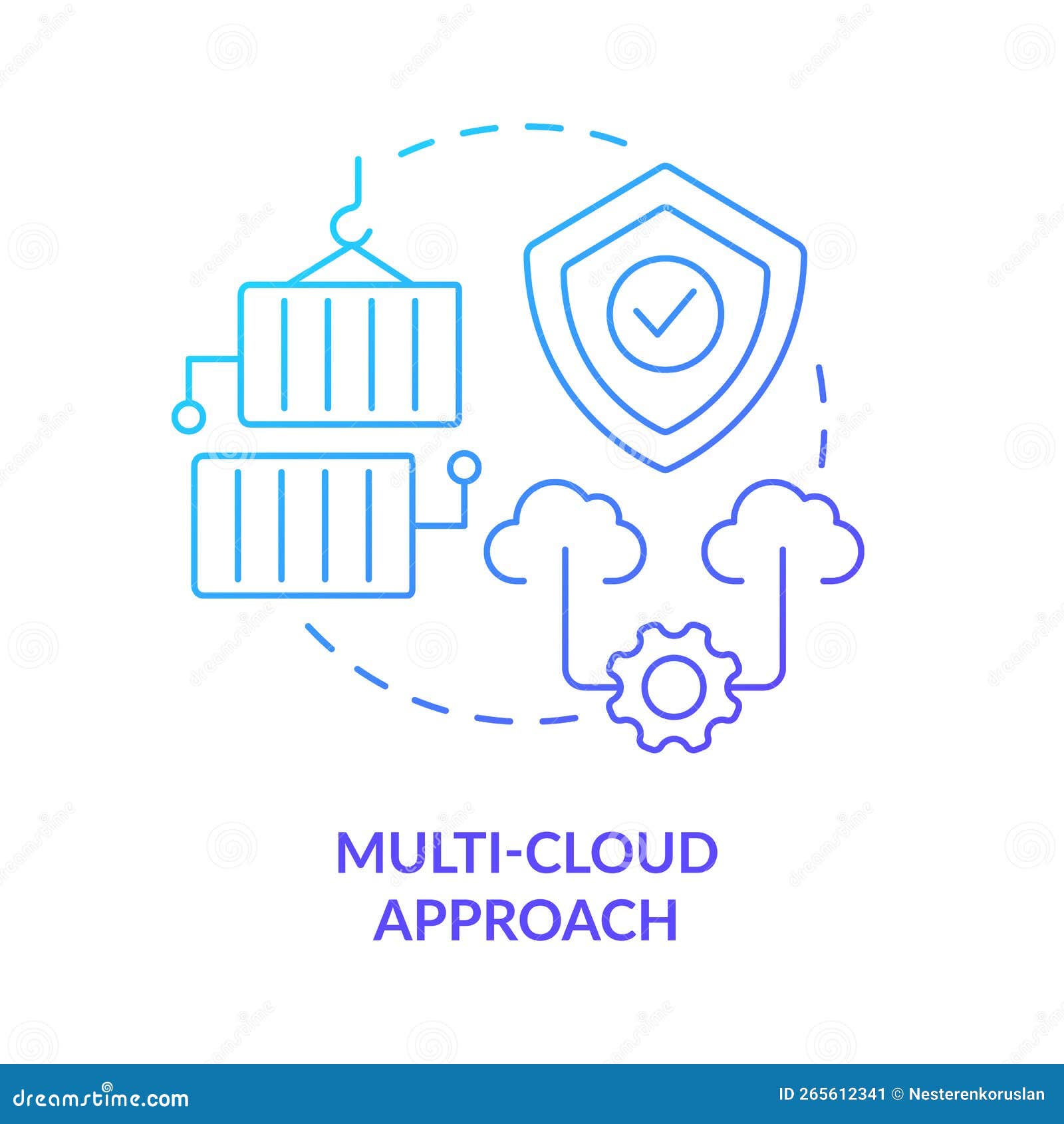 Multi-cloud Approach Blue Gradient Concept Icon Stock Vector ...