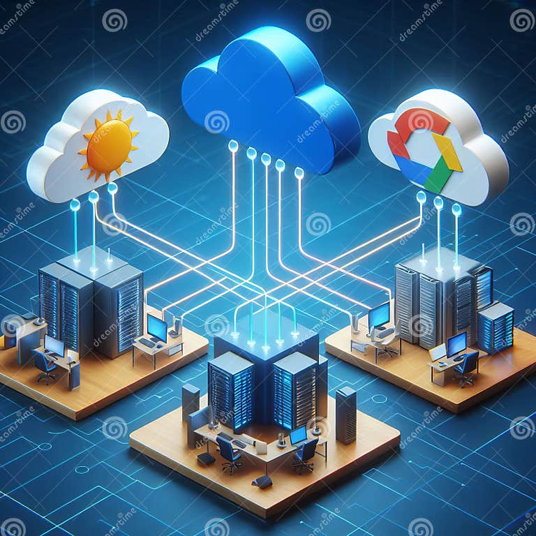 Multi Cloud Architecture Different Cloud Platforms AWS Azure Goo Stock ...