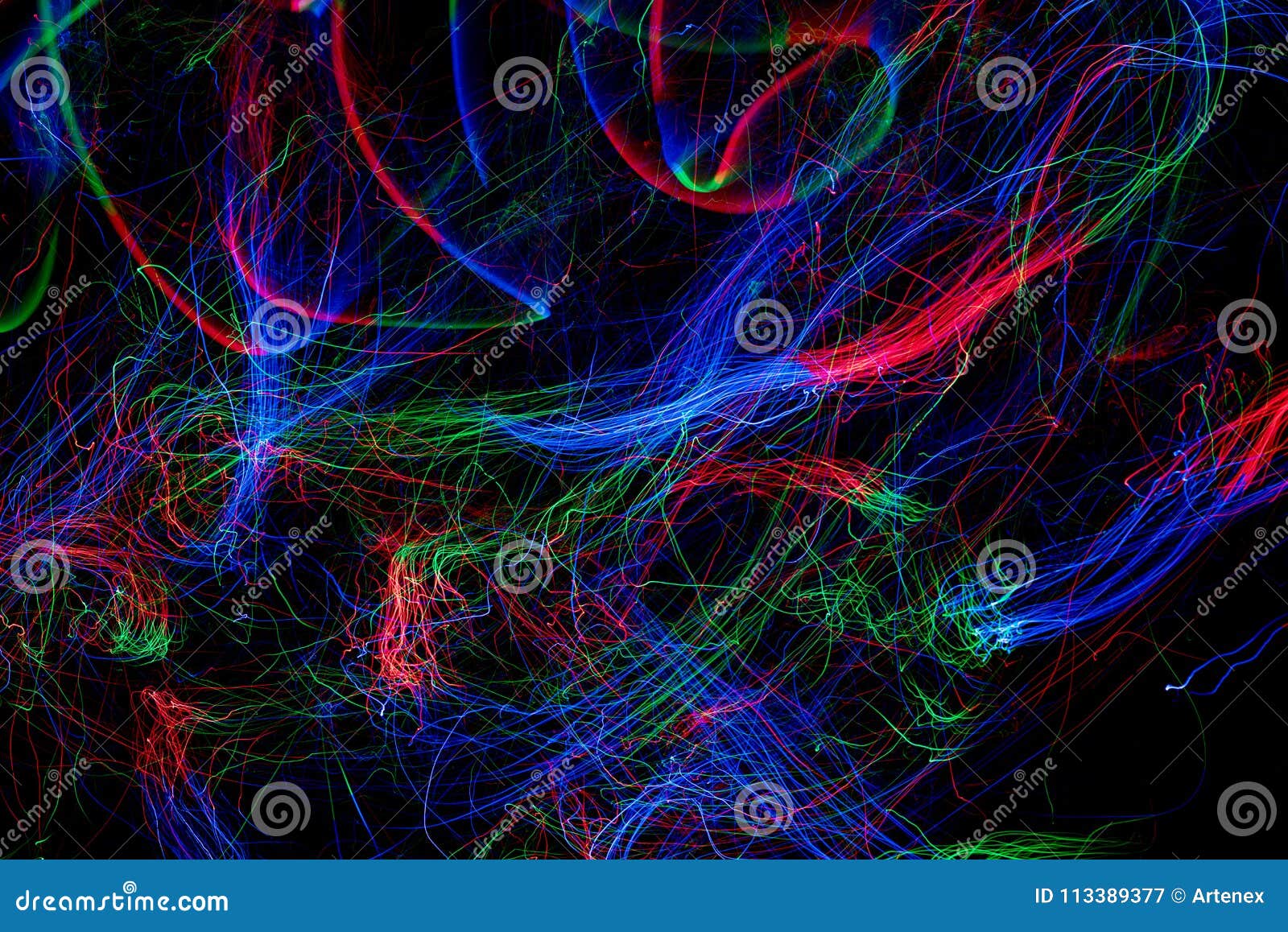 Multi Color Abstract Light Painting. LED Lights on Black Background ...