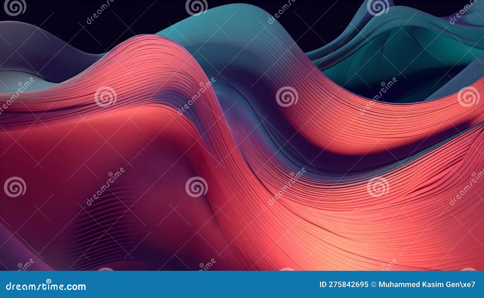 Multi Color Abstract Silk Waves Background Generative Art Stock ...